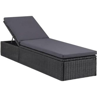 vidaXL Sonnenliege Poly Rattan Schwarz und Dunkelgrau Vidaxl