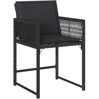 vidaXL vidaXL Chaises de jardin lot de 4 avec coussins noir r&eacute;sine tress&eacute;e