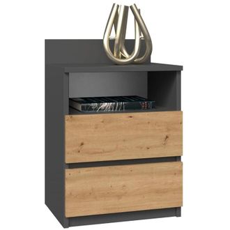 Topeshop Topeshop - Nachttisch, Schlafzimmer, M1, Anthrazit, Artisan