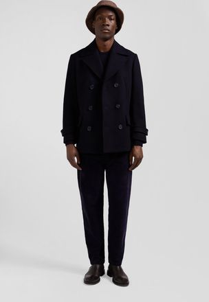 Eden Park Caban En Laine M&eacute;lang&eacute;e Bleu Marine