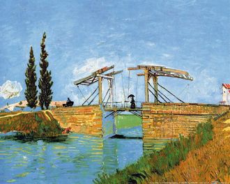 1art1 Vincent Van Gogh Poster Die Br&uuml;cke Von Langlois Bei Arles Und Dame Mit Regenschirm, 1888 Kunstdruck Bild 50x40 cm