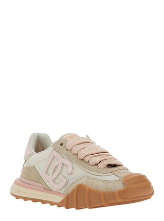 Dolce & Gabbana Womens Low Top Sneaker Pink Suede Polyamide Trainers