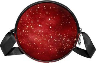 Generic Sac &agrave; bandouli&egrave;re rond pour femme, imprim&eacute; rouge paillet&eacute; &eacute;tincelant, petit sac &agrave; bandouli&egrave;re avec fermeture &eacute;clair, bretelles r&eacute;glables, sac &agrave; main r