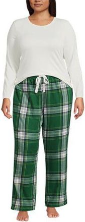 Lands End Pyjama-Set mit Flanellhose, Damen, Größe:52-54 plus, Grün, Baumwolle/Baumwoll-Mischung/Viskose-Mischung, by Lands End