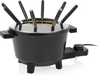 Princess Fondue Black, 1,5L Kapazit&auml;t, Einstellbarer Thermostat, Keramikbeschichtung, 8 Edelstahlgabeln, Cool-Touch-Griffe, 800W, Rutschfeste F&uuml;&szlig;e, 01.173110.0