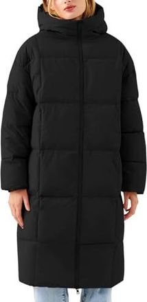 Generic Veste imperméable légère avec capuche, coupe-vent longue veste à capuche en duvet à col montant pour femme, manteau dhiver chaud matelassé parka, mant