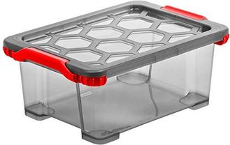Rotho Evo Total Protection Aufbewahrungsbox 11l mit Deckel, lebensmittelechter Kunststoff (PP) BPA-frei, anthrazit/rot, 11l (39.3 x 28.3 x 16.0 cm)