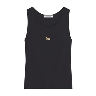 Maison Kitsun&eacute; Femme, Tops, Noir, Taille: 36 FR Baby Fox Tank Top
