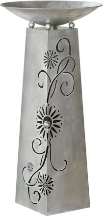 Gilde Schalenständer Blütenranke antik Silber mit Edelstahlkugel D 3,5cm, bestehend aus Ständer + Schale H= 102,0 cm Durchm. 50,0 cm 68779
