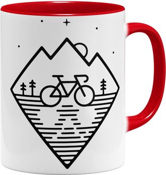 OM3 Bicycle Fahrrad Kaffee-Tasse mit Minimalistisches Design f&uuml;r Radfahrer Bike-Liebhaber - Cycling Cyclist Biking Fahrradfahrer - Keramik Becher - 325ml 