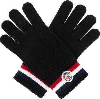 Moncler Gants en Laine Tricolore - Homme - Accessoires - Noir - Taille: M
