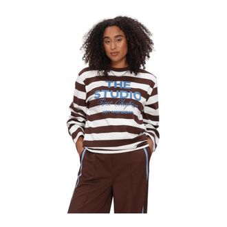 Pom Amsterdam JOY Gestreiftes Langarmshirt - - Sweatshirts & Hoodies - Damen - Braun - 2XL