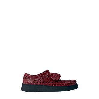 Clarks Homme, Chaussures, Rouge, Taille: 44 EU Chaussures à lacets en croco
