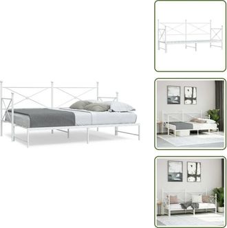 vidaXL Tagesbett Ausziehbar ohne Matratze Wei&szlig; 90x190 cm Stahl - Ausziehbares Tagesbett - Ausziehbare Tagesbetten - Schlafbett - G&auml;stebett