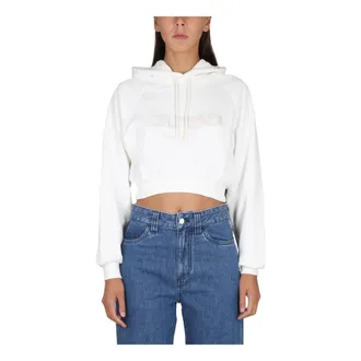 Sunnei Sunnei, Femme, Sweatshirts et sweats &agrave; capuche, Beige, Taille: 42 FR Sweat &agrave; Capuche Court Logo Brod&eacute;