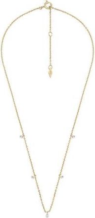 Fossil Collier Pour Femmes Sadie, Longueur : 355mm+50mm, Largeur : 3mm, Hauteur : 5mm Collier En Laiton Plaqué Or 14K, JA7131710