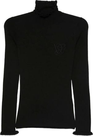 Valentino Garavani Femme, Pulls, Noir, Taille: 44 FR Col roul&eacute; &agrave; volants
