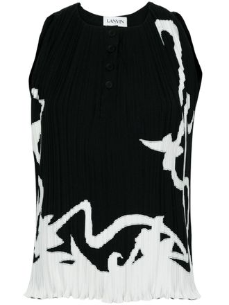 Lanvin blouse plissée à imprimé abstrait - Noir