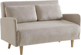 Sweeek 2-Sitzer-Sofa mit Cordbezug und Holzf&uuml;&szlig;en, Cord, Beige