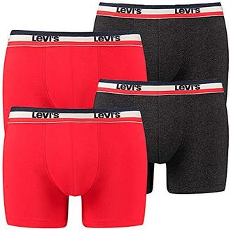 Levi's 4 ER Pack Levis Boxer Brief Boxershorts Men Pant Underwear, Farben:786 - Red/Black, Größe Bekleidung:S