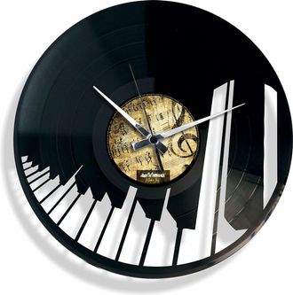 Disc'o'Clock Shallplattenuhr Abbiamo un Piano - Lautlos Wanduhr, einfach aufzuh&auml;ngen. 100% Made in Italy Handwerkliches Produkt