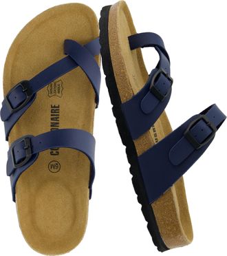 Cushionaire Luna Sandale mit Korkfußbett und +Comfort für Damen, Marineblau, Nappaleder, 40 EU