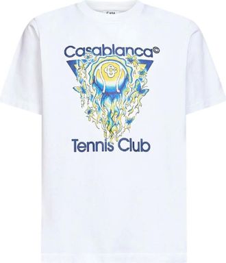 Casablanca Homme, Tops, Blanc, Taille: L Tennis Club Icon Classic T-Shirt