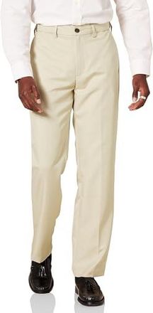 Amazon Essentials Pantalon habillé pour Homme, Coupe Classique, Taille Extensible et Devant Plat, Pierre, 101,6 x 86,4 cm (l x L)