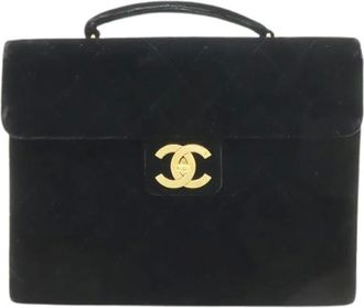 Chanel Porte-documents Matelasse en cuir et velours Pre-owned - Femme - Pre-owned - Bleu - Taille: ONE Size