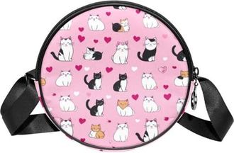 Generic Sac &agrave; bandouli&egrave;re rond pour femme, petit sac &agrave; bandouli&egrave;re avec fermeture &eacute;clair, bretelles r&eacute;glables, sac &agrave; main rond d&eacute;contract&eacute; pour femmes et fill