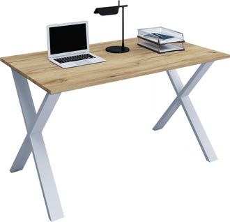 VCM Holz Schreibtisch | H. 76 x B. 110 x T. 50 cm | Computertisch schlicht | F&uuml;&szlig;e aus hochwertigem Metall | Arbeitstisch | B&uuml;rom&ouml;bel - Lona U