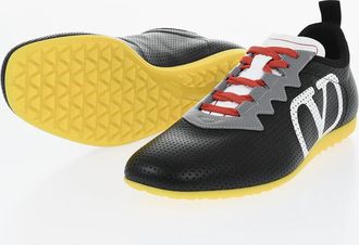 Valentino Perforated Leather Sneakers with Contrast Logo Valentino