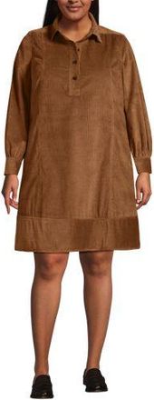 Lands End Breitcord-Hemdkleid, Damen, Größe:52-54 plus, Braun, Baumwolle, by Lands End
