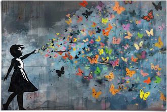 Reinders Poster, Balloon Girl Dark, Teenager Zimmer, Poster, Wanddeko, Room Decor, 150 gr. gl&auml;nzend Bilderdruckpapier, Mehrfarbig, 61 x 91,5