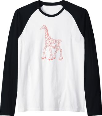 Seembo Giraffe Skating Rollschuhe Derby Skater Lustiges Tier Raglan