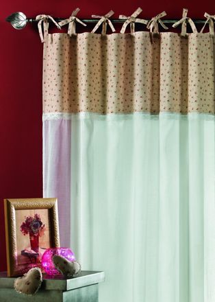 HOME MAISON Homemaison - Vorhang aus BaumwollVoile mit bedrucktem Besatz - 90% Baumwolle, 10% Leinen - transparent - Blickdicht - Verschiedene B&auml;nder - Fenster Wo