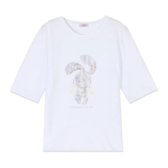 Oltre Jersey T-Shirt mit Applikationen - - Tops - Damen - Wei&szlig; - XL