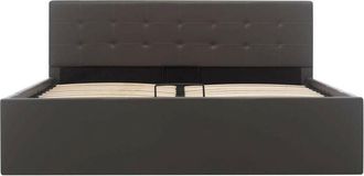 Les Tendances Lit coffre 140x200 simili cuir gris fonc&eacute; capitonn&eacute; Rundi