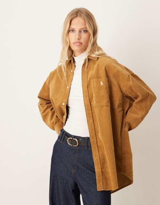 Polo Ralph Lauren Chemise à logo emblématique en velours côtelé - Fauve-Brown