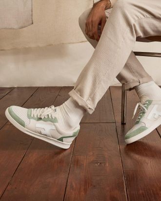 Faguo Baskets &eacute;cru et kaki clair cuir