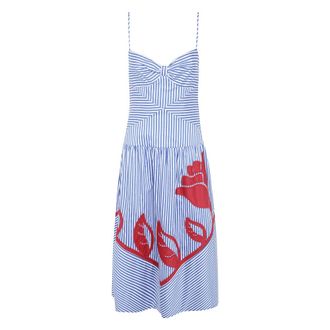 Farm Rio Farm Rio, Femme, Robes, Multicolore, Taille: 38 FR Robe Mi-longue Sans Manches Rayures C&eacute;lestes
