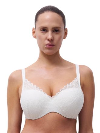 Chantelle T-Shirt-BH CHANTELLE FLORAL TOUCH, Damen, Gr. 70, Cup F, wei&szlig; (milk), Obermaterial: 75% Polyamid, 25% Elasthan, BHs T-Shirt-BH, Spitze, blickdichtes G