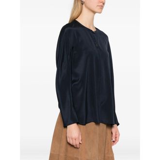 Max Mara Womens Silk Long-Sleeved Sweater Blue Blouses Shirt