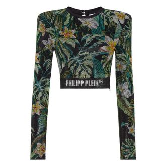 Philipp Plein Ls Top Hawaii - - Tops - Damen - Gr&uuml;n - S