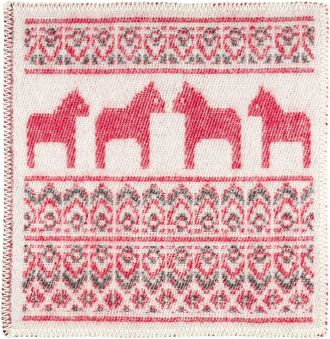 Öjbro Vantfabrik Sitzkissen Sitzunterlage Auflage gewebt faltbar 43x43 cm Sitz-Matte Schaf-Wolle Sitzpolster Dalapferd rot/beige/schwarz