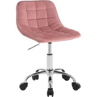 Woltu Woltu - Chaise de bureau en velours et m&eacute;tal r&eacute;glable - Pivotante 360&deg; - Hauteur 40-47.5 cm - Base robuste pour 150 kg - Design moderne cr&egrave;me