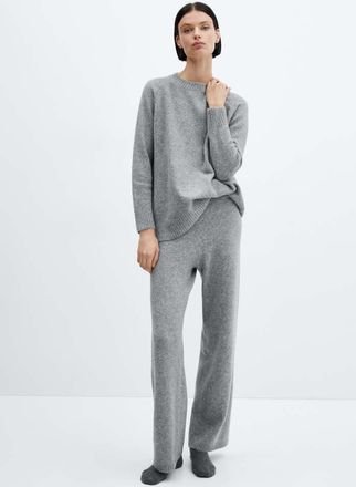 Mango Pantalon maille long gris - Femme - S - MANGO