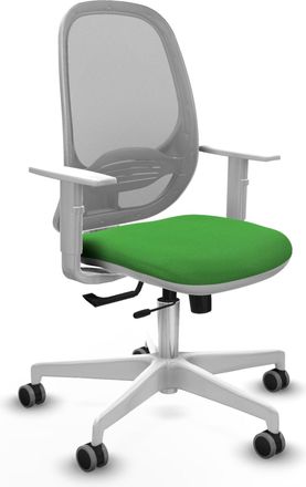 Piqueras y Crespo Drehstuhl mit Rollen von Cilanco mit wei&szlig;en Armlehnen, h&ouml;henverstellbare Lendenwirbelst&uuml;tze, ausgestattet mit Syncro/Traslack und Schneideschaum, Grau