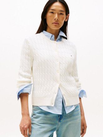 Tommy Hilfiger Strickjacke CO CABLE MID GG C-NK LS CARDI mit Zopfmuster