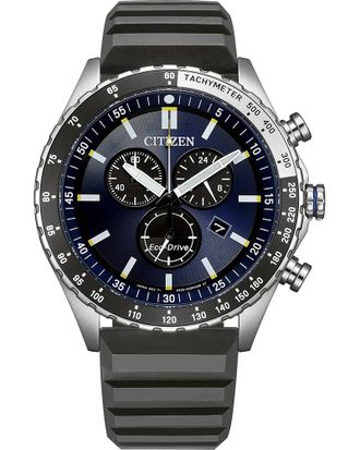 Citizen Eco-Drive Sport Chronograph, 43 mm, Silikonband Herrenuhr AT2569-04L